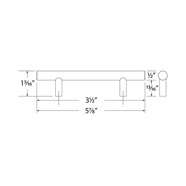 3 1/2in CC (89.8mm) | Hollow Rail Pull | 5 7/8in OL | 304 Grade ...