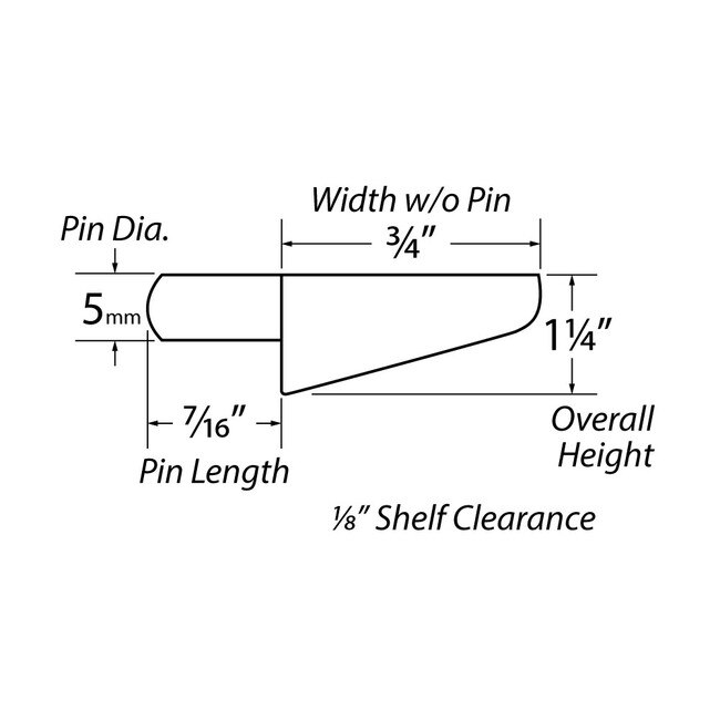 Metal Shelf Rest With 5mm Pin and Brown Plastic Sleeve 3/4in Wide x 1-1 ...