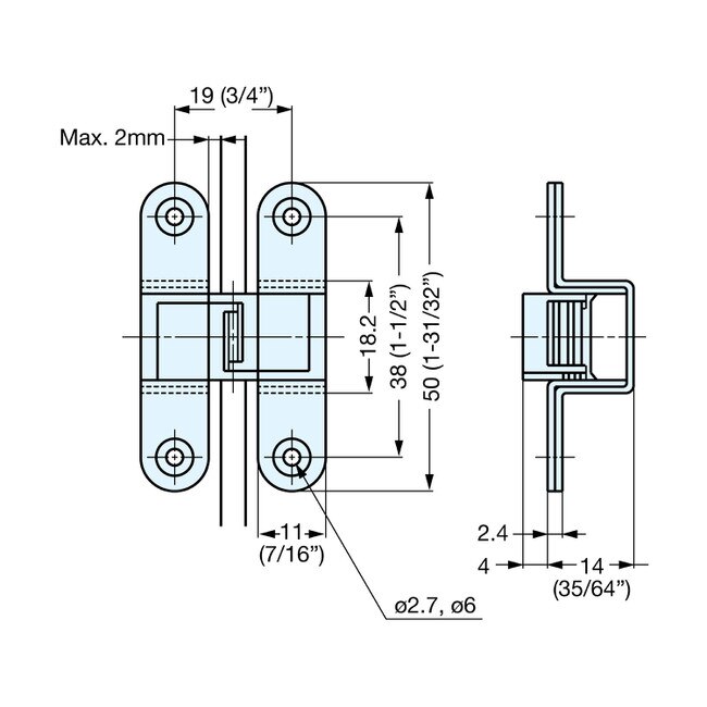 Sugatsune Stainless Steel Concealed Hinge | RK-50SS