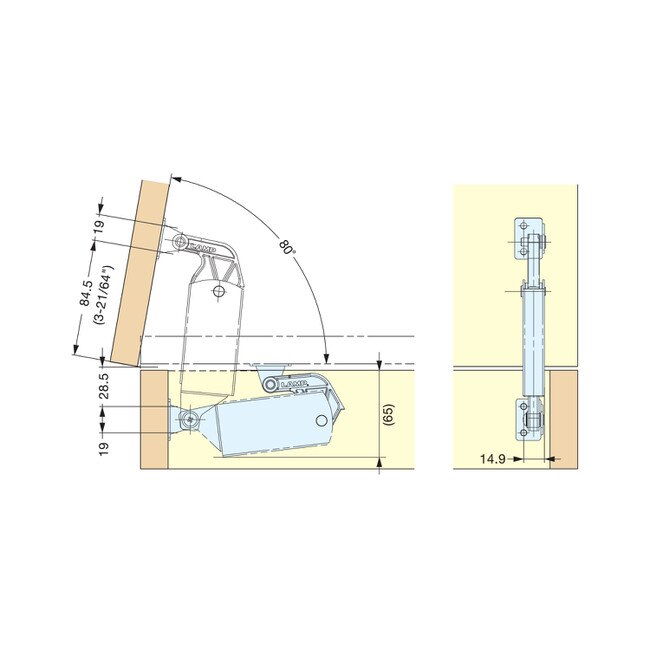 Sugatsune Stainless Steel Loaded Spring Lid Stay | S-AT01S Series | S-AT01S