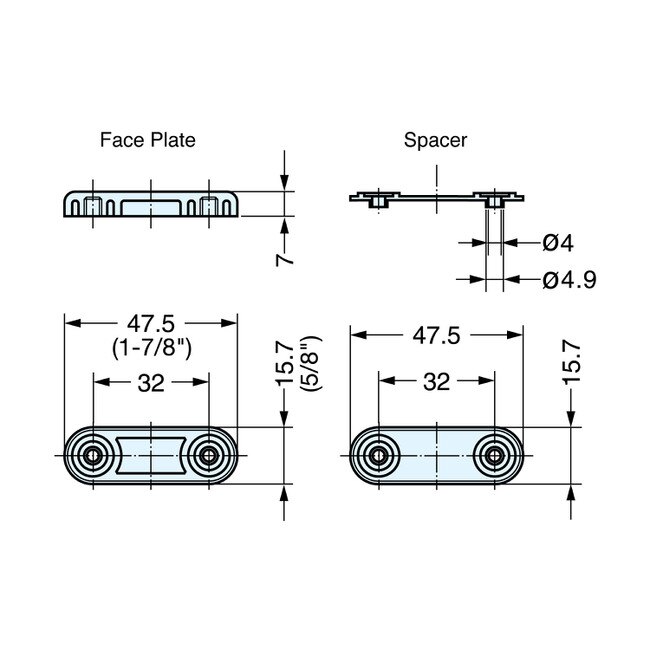 Sugatsune 1-7/8" Long Chrome SDS Face Plate | SDS-50GCR