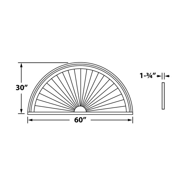 30" High x 60" Wide High Density Polyurethane Half Round Sunburst ...