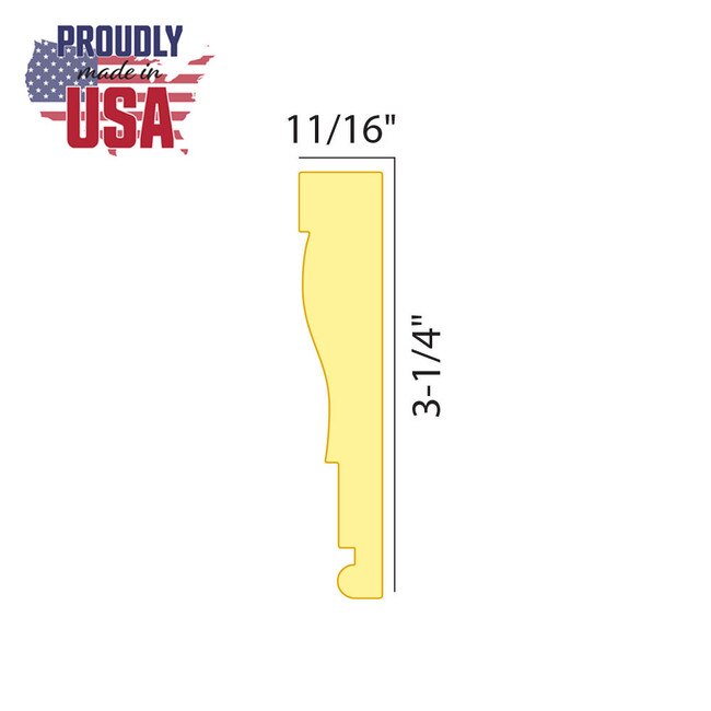 Flexible Custom Moulding 3-1/4in H x 11/16in Proj | T-WM445