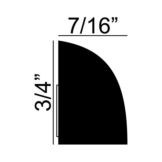 3/4" H x 7/16in Proj | White High Impact Polystyrene | Quarter Round ...