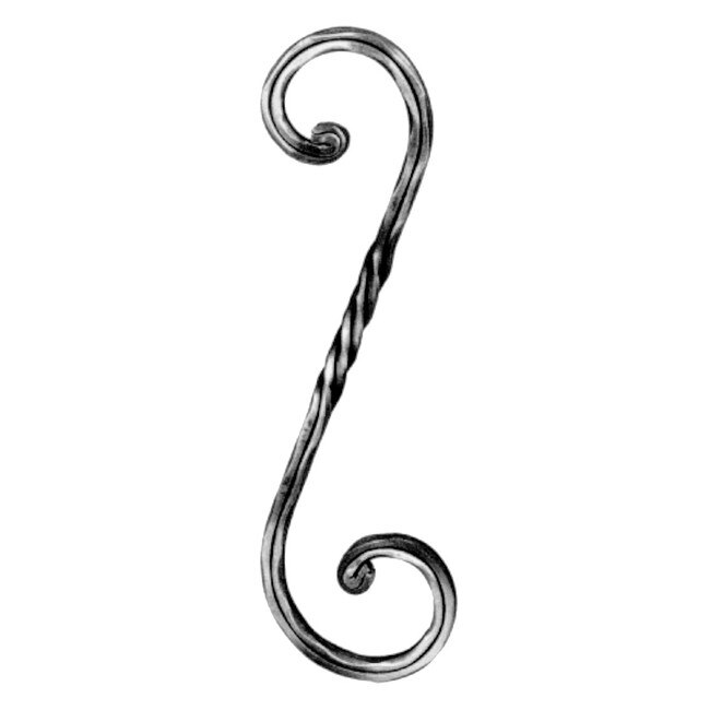 1/2" Square x 4-5/16" W x 14-9/16" H Wrought Iron Scrolls