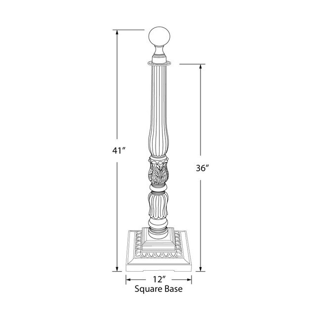 Medium English Solid Red Oak Stanchion Square Egg and Dart Base | WS-123