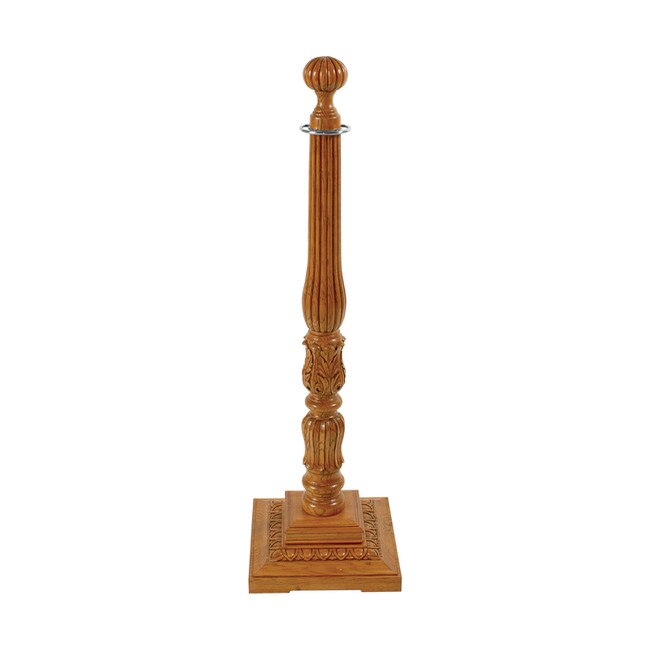 Medium English Solid Red Oak Stanchion Square Egg and Dart Base | WS-223