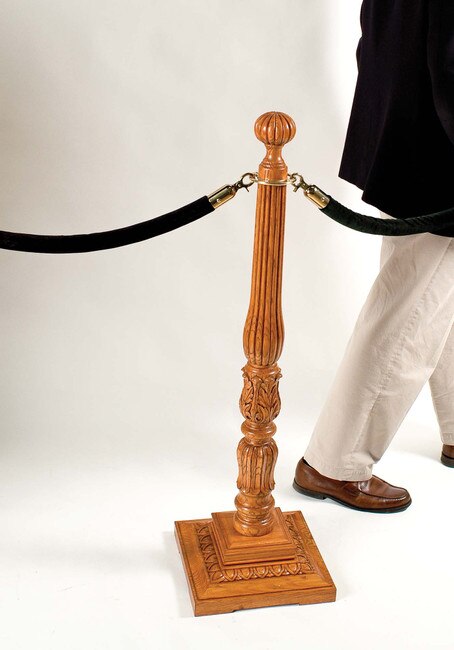 Medium English Solid Red Oak Stanchion Square Egg and Dart Base | WS-223