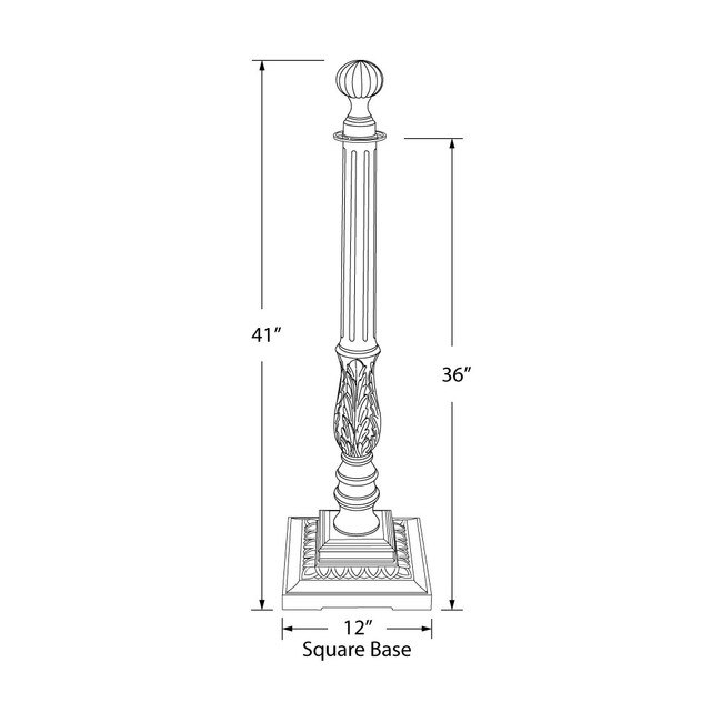 Medium English Solid Red Oak Stanchion Square Egg and Dart Base | WS-233